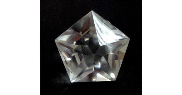 Carved 5pt Star Pentacle Pentagon in Clear Quartz